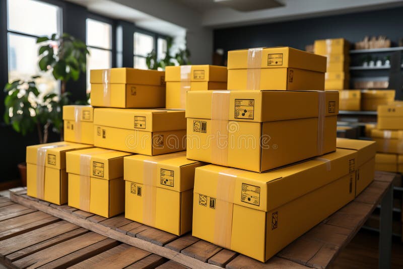 Photo of a Stack of Boxes Neatly Arranged on Top of Each Other Stock ...