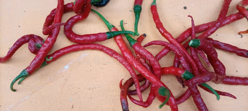 A Photo of a Stack of Curly Red Chilies Stock Image - Image of herb ...