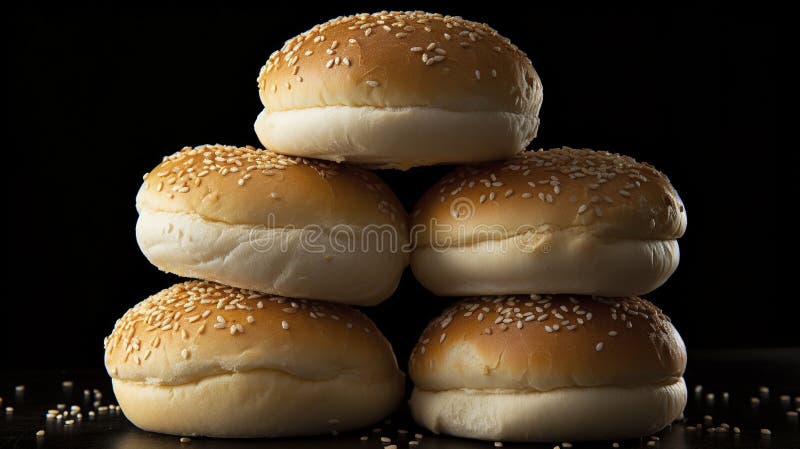 A Photo of a Stack of Fluffy Hamburger Buns Stock Photo - Image of ...
