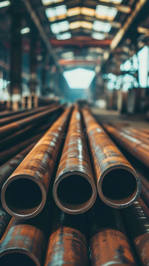 Large Quantity of Steel Pipes in Warehouse Stock Photo - Image of space ...