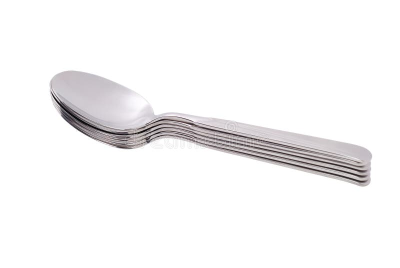 Photo of Stack Whole Spoons on White Stock Photo - Image of steel ...