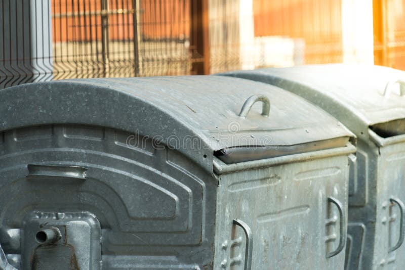 Photo Street Trash Cans. Place for Your Text Stock Photo - Image of ...