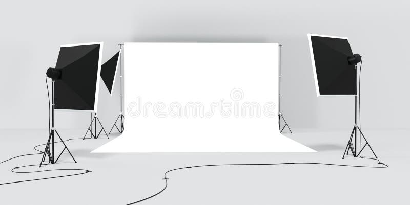 Photo Studio with Background and Lights Stock Illustration ...