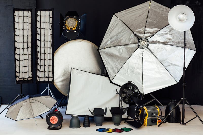 Photo Studio Equipment Flash Photographer Accessories Backgrounds Stock ...