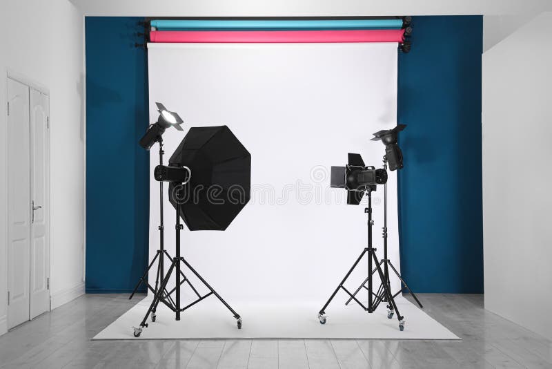 Photo Studio Interior with Set of Equipment Stock Photo - Image of ...