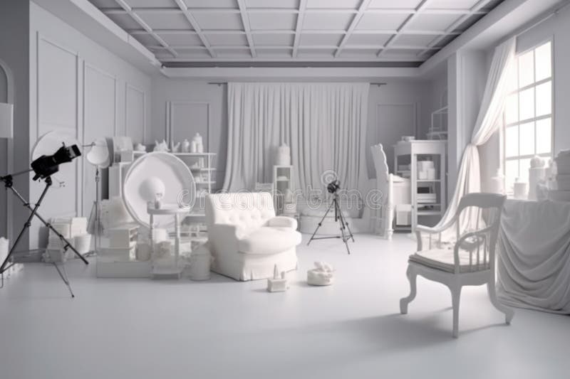 Photo Studio Interior with Professional Equipment and Workplace in ...