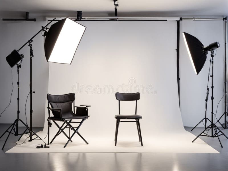 Photo Studio with Lighting Equipment Light Scheme and Chair the Concept ...