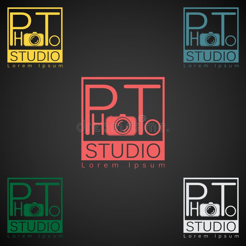 Photo Studio Logo Mock Up Dark Sample Text Stock Vector - Illustration ...