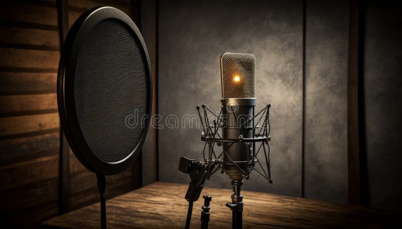 Photo Studio Microphone and Pop Shield on Mic Generative AI Stock ...