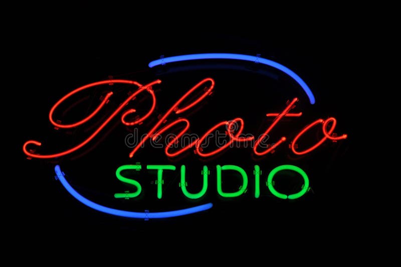Photo Studio Neon Sign stock image. Image of digital - 14875899