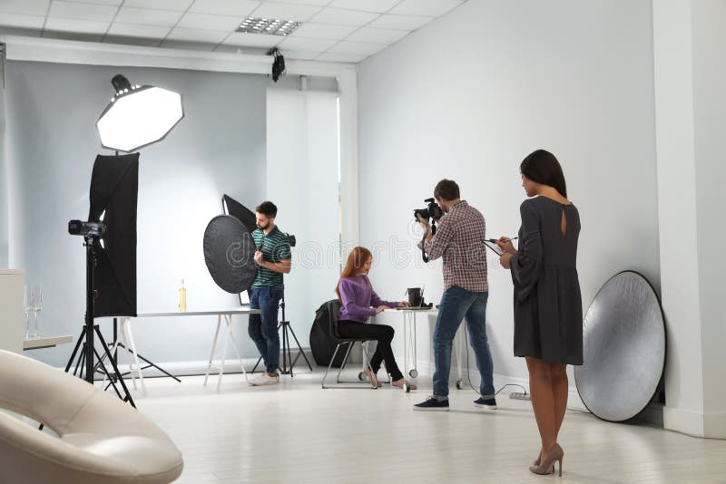 Photo Studio with Professional Equipment Stock Image - Image of digital ...