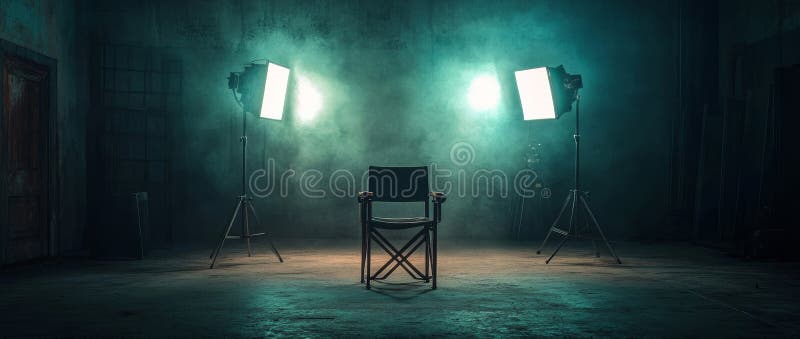 Photo Studio Setup with Dark Blue Walls and Floor at Center Stock Image ...