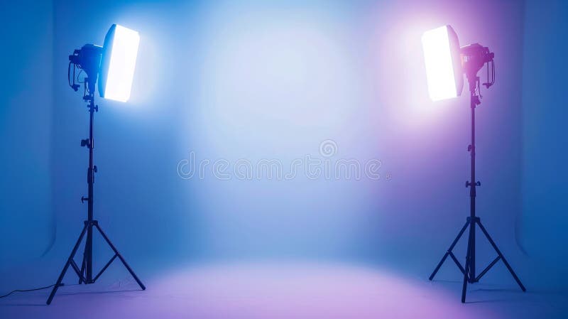 A Photo Studio with Two Lights on a White Background Stock Image ...