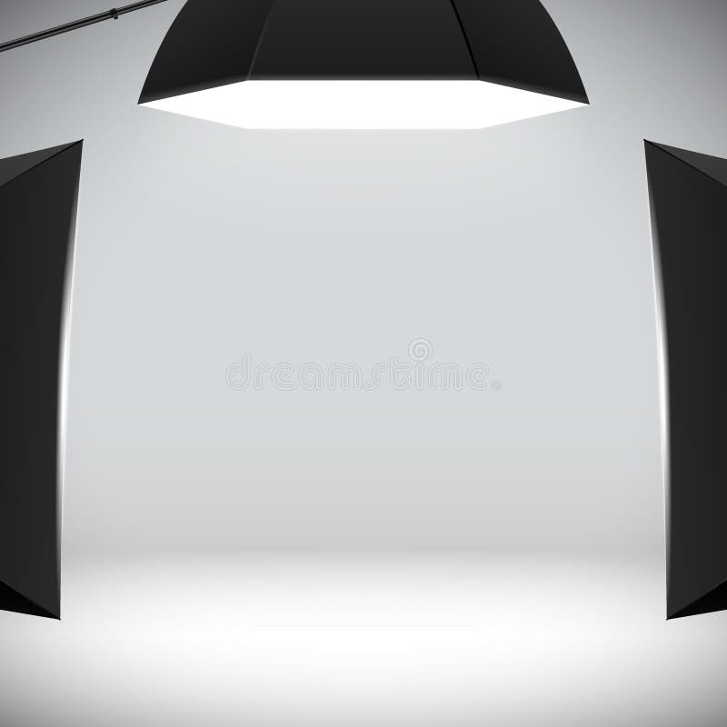 Photo Studio White Background with Soft Boxes. Stock Vector ...