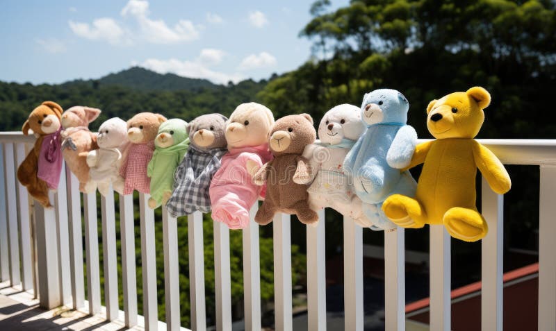 Photo of Stuffed Animals Arranged on a Table Stock Illustration ...