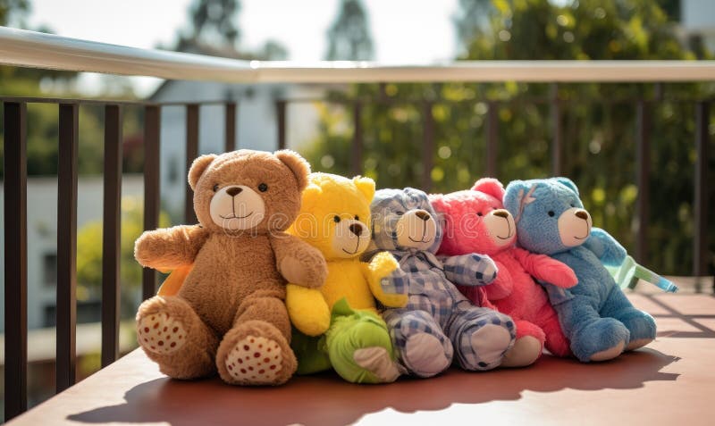 Photo of Stuffed Animals Arranged on a Table Stock Illustration ...