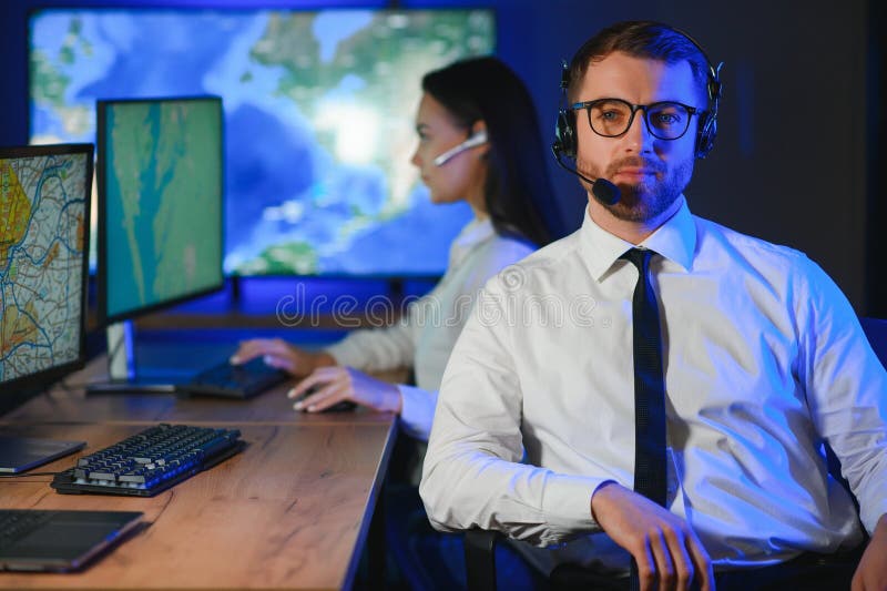 Photo of a Successful Dispatcher Working on a Computer in the Office ...