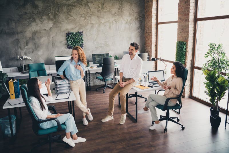 Photo of Successful Happy Cheerful People Office Workers Communicate ...