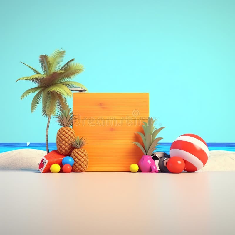Summer Display Copy Space with Beach and Toys Ai Generated Stock ...