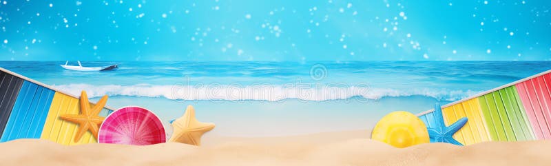 Summer Holiday Beach with Copy Space Web Banner Ai Generated Stock ...