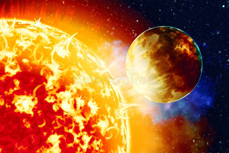 Photo of the Sun in Space. Close Up View of a Burning Sun in Space ...