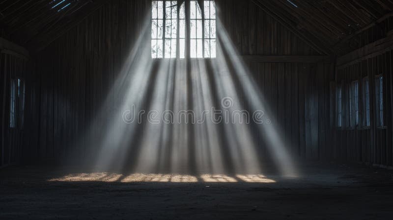 Sunbeams through Window in Old Barn Stock Illustration - Illustration ...