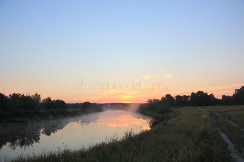 Photo 6. Sunrise Over the River. Reflection Stock Photo - Image of ...