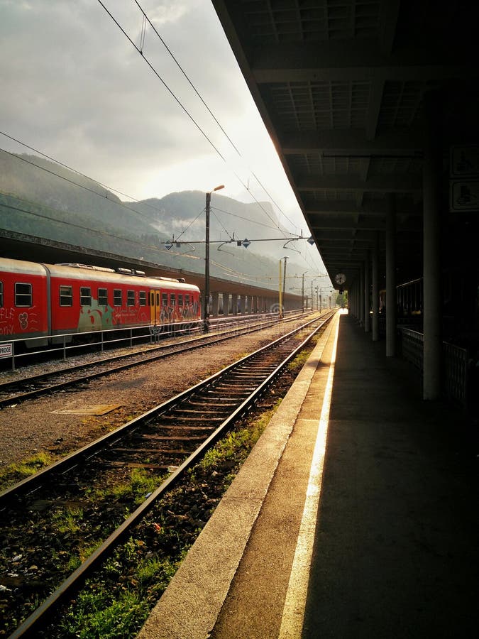 Train on the Random Train Station Stock Photo - Image of good, sunset ...