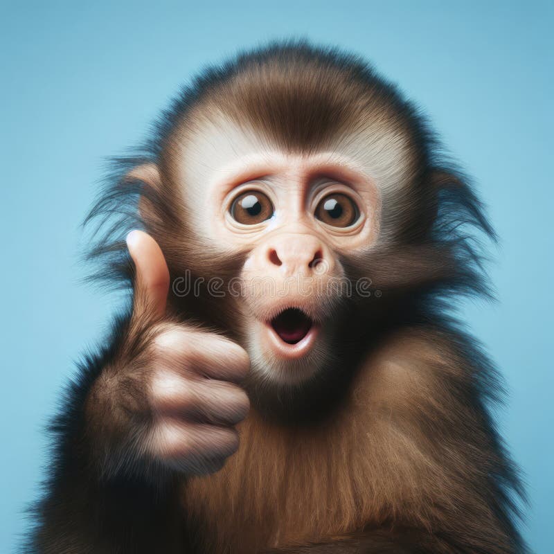 Monkey Giving Two Thumbs Up Stock Illustration - Illustration of ...