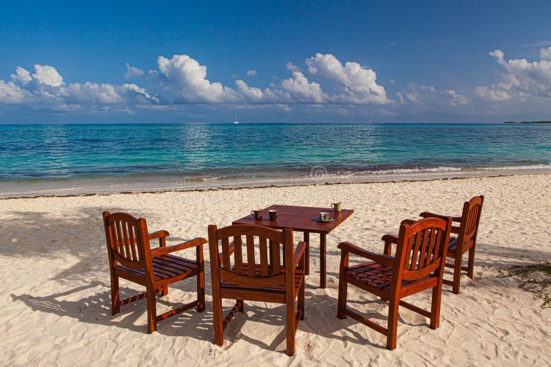 Photo of Table Setting at Tropical Beach Stock Photo - Image of nature ...