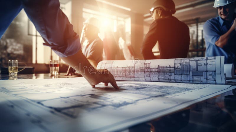 Photo of a Team Discussing a Blueprint for a Construction Project Stock ...