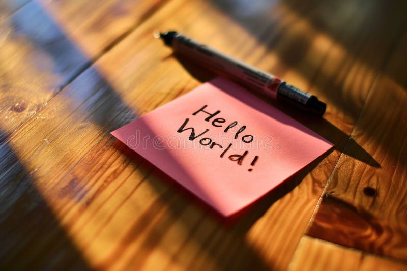 A Photo of the Text Hello World Written with a Marker on a Sticky Note ...