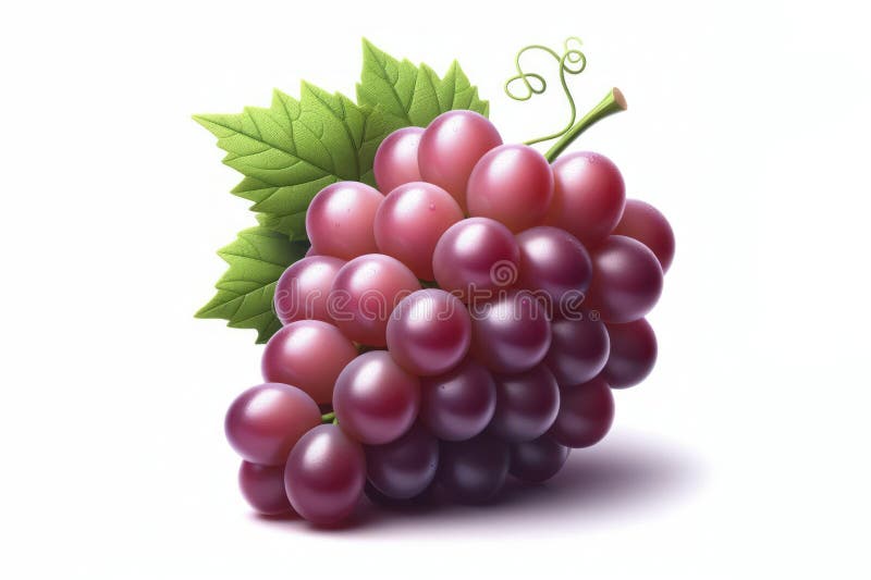 Photo of a Thompson Seedless Grape with Leaves Isolated on Solid White ...
