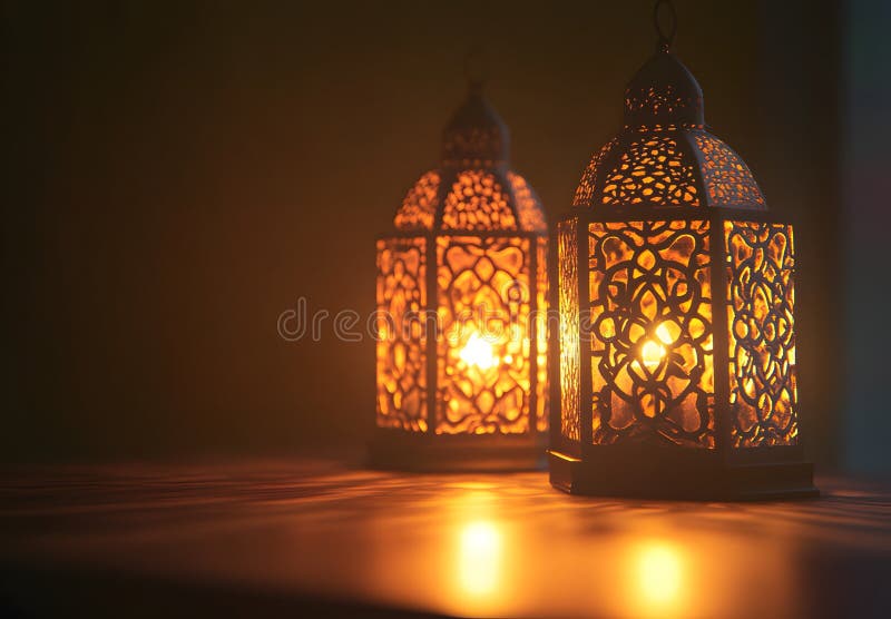 Glowing Arabic Lanterns for Ramadan Celebration Stock Illustration ...