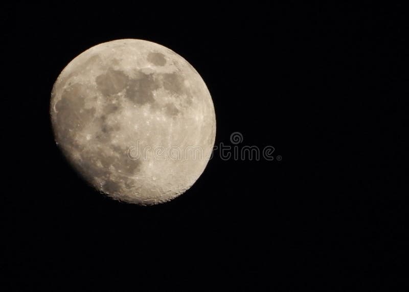 Three Quarter moon stock photo. Image of night, space - 100603552