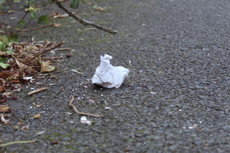 White Tissue Littered on Path Close Up Stock Photo - Image of health ...