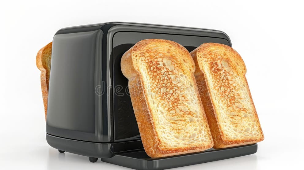 A Photo of a Toaster with Two Slices of Bread Stuck Inside Stock Photo ...