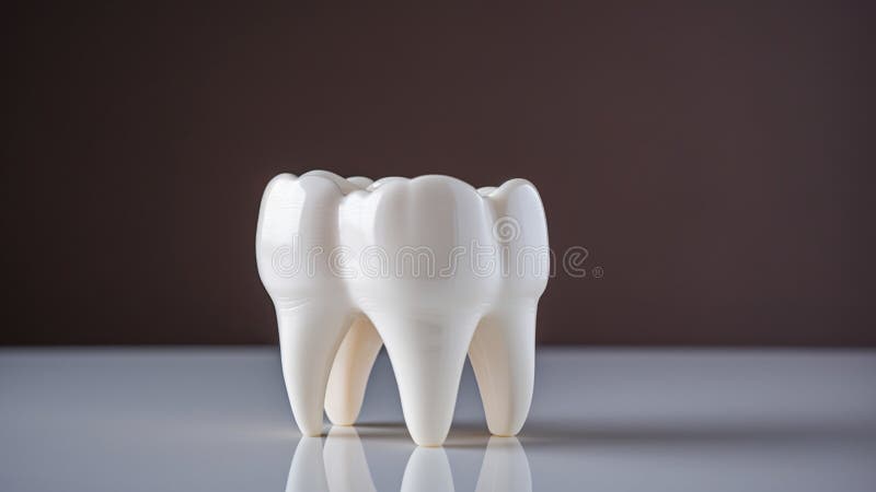 Close-up of a Human Tooth Model on a White Floor in Dark Background ...