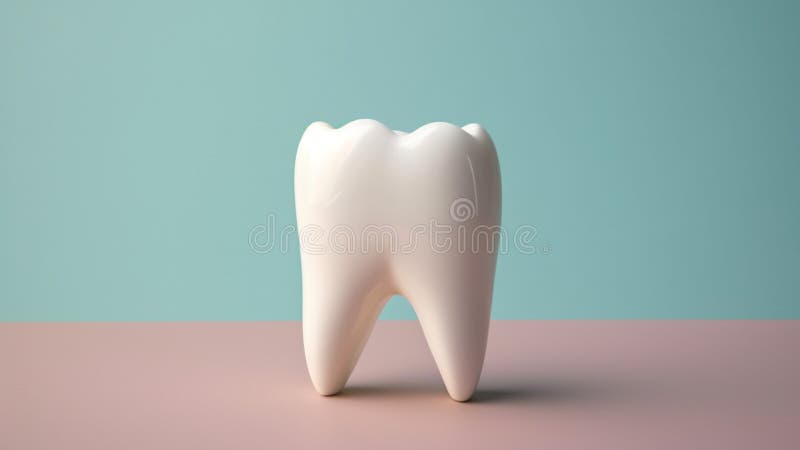 Dental Health: Single Tooth Model on a Plain Black Surface Close-up ...