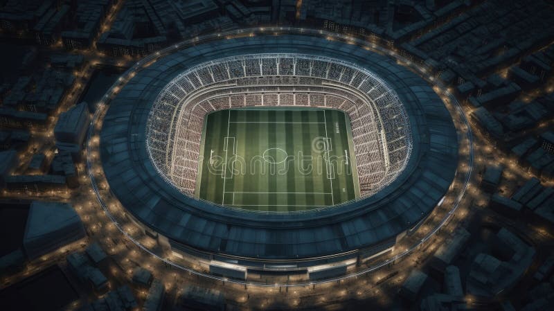 Photo Top View of a Soccer Stadium. Generative AI Stock Illustration ...