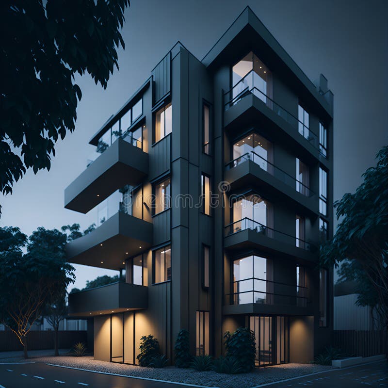 A Very Tall Building with Lots of Windows Created with Generative AI ...