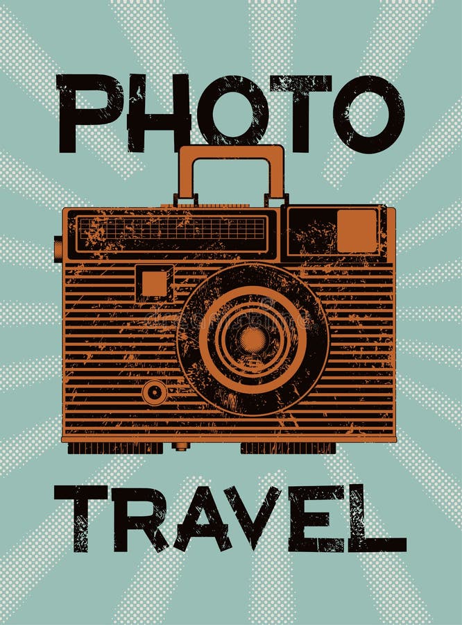 Hello Summer Typographic Retro Grunge Poster With Travel Bus Vector