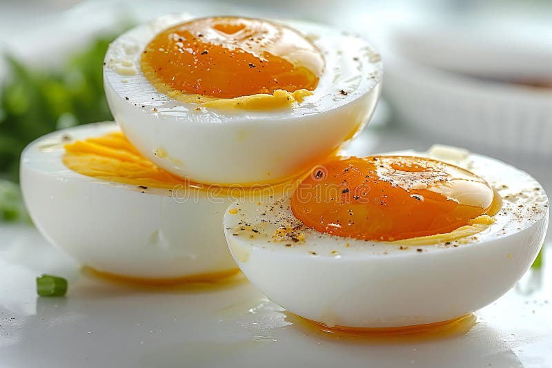 A Photo of Two Hard Boiled Eggs, One Cut in Half with the Yolk and ...