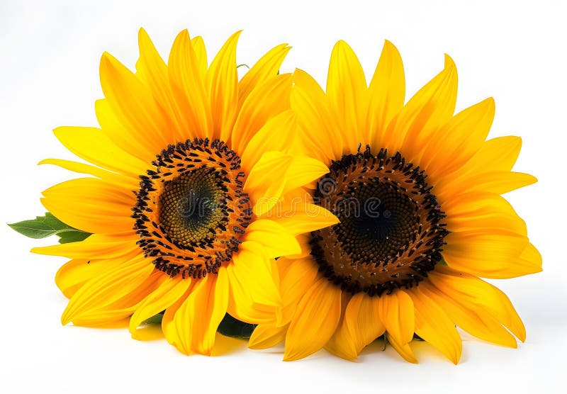 Two Sunflowers with Long Shadows on White Background Stock Illustration ...
