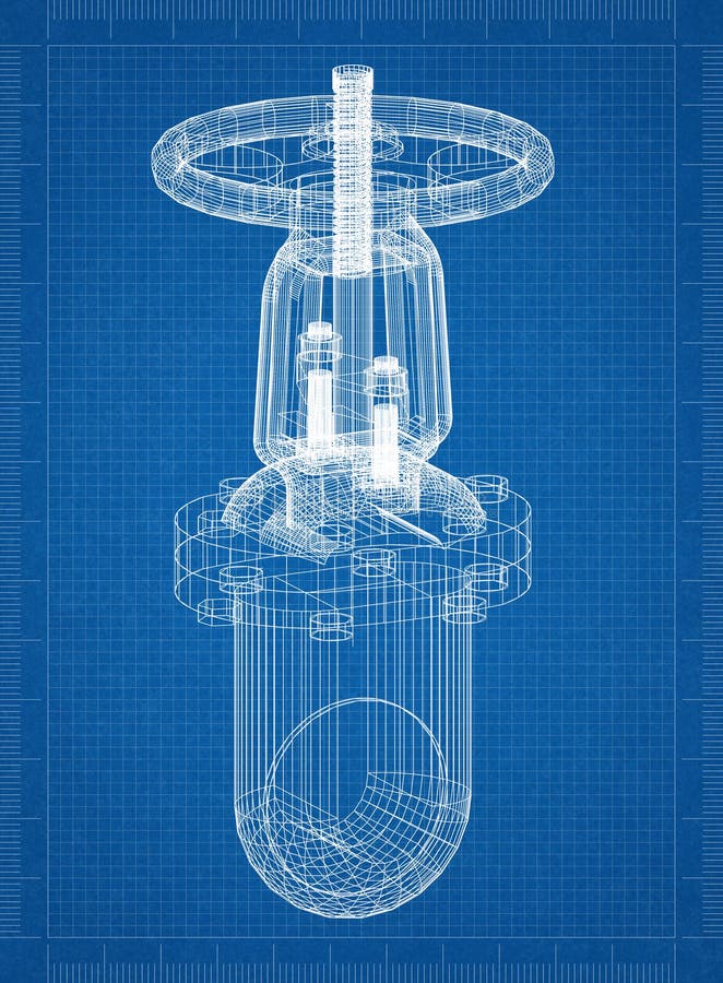 Valve Architect blueprint stock photo. Image of industrial - 127807488