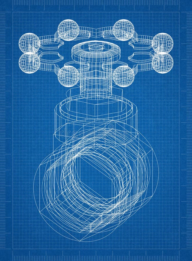 Valve Architect blueprint stock photo. Image of graphic - 117934812