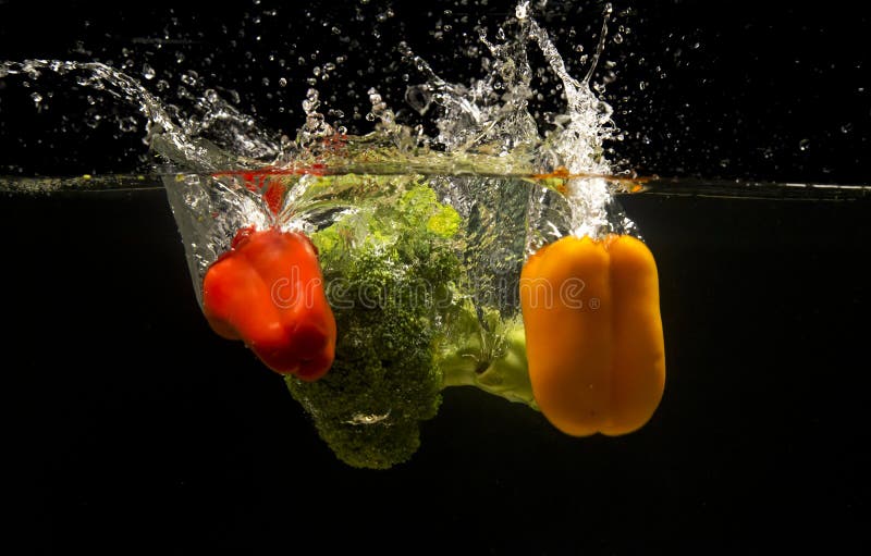 Photo of a Vegetables Dropped Under Water Stock Image - Image of cool ...