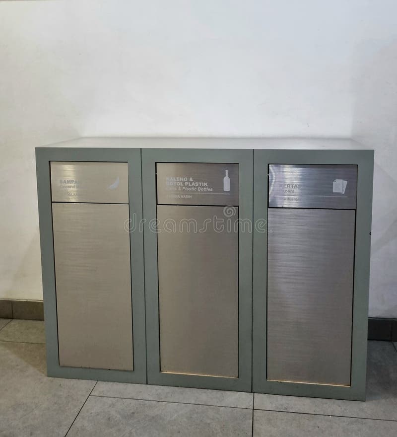 A Photo of a Very Clean and Aesthetic Sorting Trash Can Stock Image ...