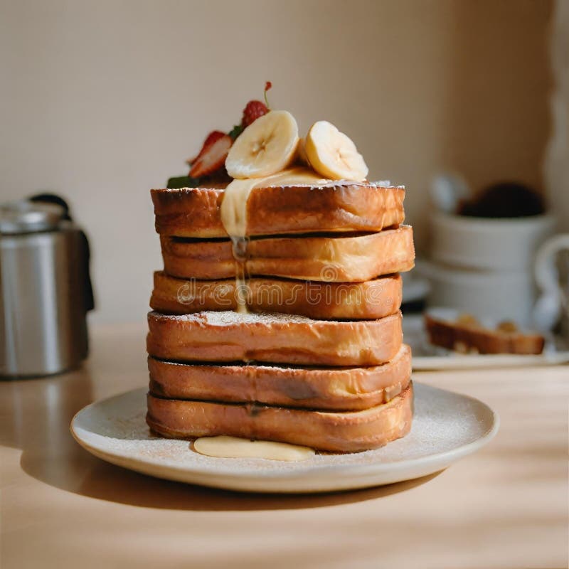 A Photo of a Very Tall Stack of French Toast - 1 Stock Illustration ...