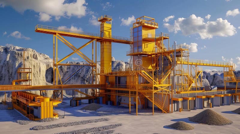3 Photo of a Vibrant Gold Ore Processing Plant Stock Illustration ...